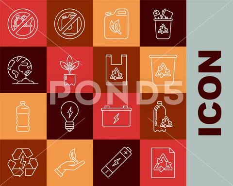 Set line Paper with recycle, Recycling plastic bottle, Recycle bin symbol, Bio: Graphic #165517913