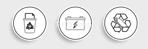 Set line Recycling plastic bottle, Recycle bin with recycle symbol and Car ..: Royalty Free ...