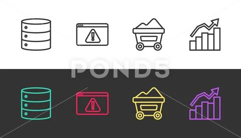 Set line Server, Browser with exclamation mark, Coal mine trolley and ...