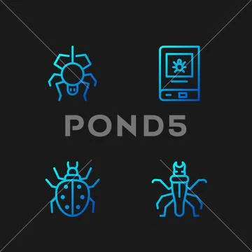 Set line Termite, Mite, Spider and Book about insect. Gradient color icons: Royalty Free #157647170