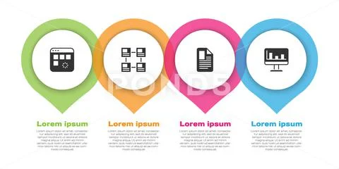 Set Loading data window, Hierarchy organogram chart, File document and Monitor: Graphic #154445109