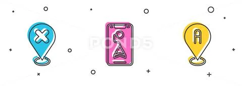 Set Location with cross mark, City map navigation and icon. Vector ...