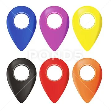 Set of Map Marker Icons Set of Map Marker Pin Icons Isolated on White ...
