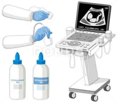 Set of medical instruments for pregnancy ultrasound Illustration #230426172