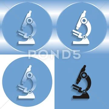 Set of microscope icons on a blue background - vector illustration ...