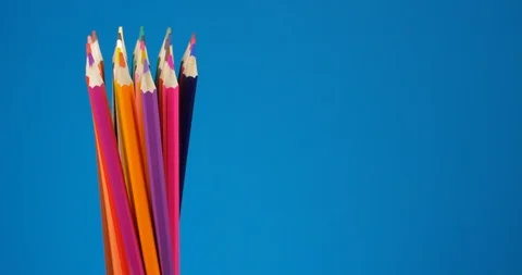 Set of multi-colored pencils rotating on... | Stock Video | Pond5