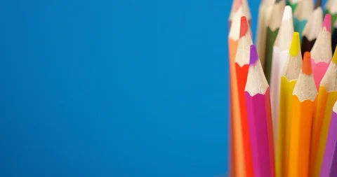 Set of multi-colored pencils rotating on... | Stock Video | Pond5