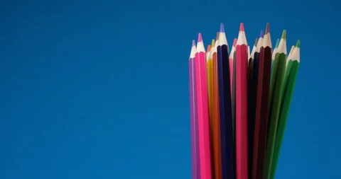 Set of multi-colored pencils rotating on... | Stock Video | Pond5