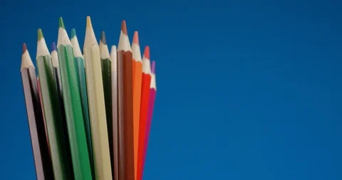 Set of multi-colored pencils rotating on... | Stock Video | Pond5