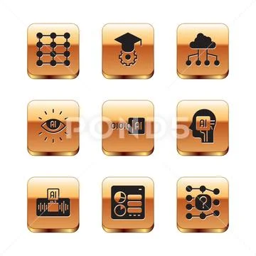 Set Neural network, Artificial intelligence AI, Computer api interface, Binary ~ Clip Art #231137063