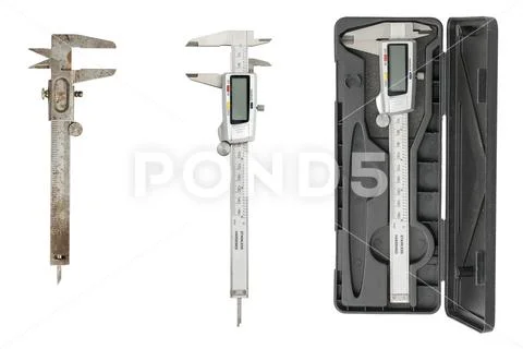 Set of old and new vernier caliper, isolated on white Stock Photo #88884450