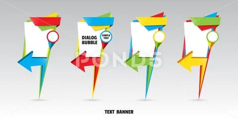 Set of origami arrow speech bubble. Map marker banner from paper ...