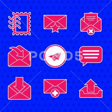 Set Paper plane, Received message concept, Upload inbox, Speech bubble chat: Royalty Free #161150950