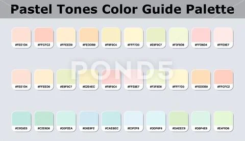 Set Of Pastel Tones Color Palette Catalog Sample With RGB HEX Codes ...