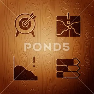 Set Pie chart infographic, Target, Financial growth decrease and Intersection Illustration ...