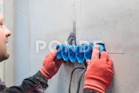 A set of plastic inserts for red and blue sockets. Construction vacuum ...