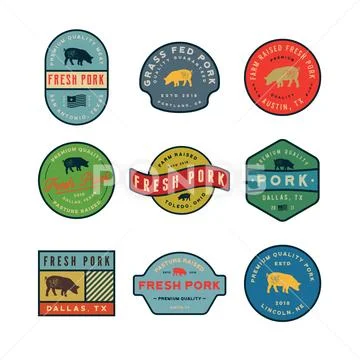 Set of premium fresh pork labels. vector illustration: Graphic #87655805