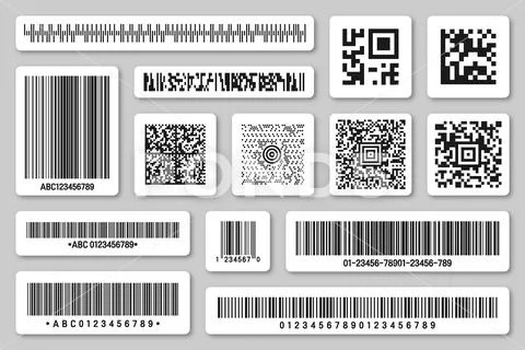 Set of product barcodes and QR codes. Identification tracking code ...