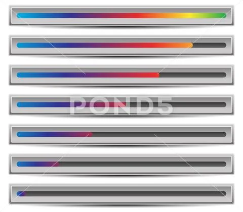 Set of progress, loading bars, preloaders in sequence from low to high ...