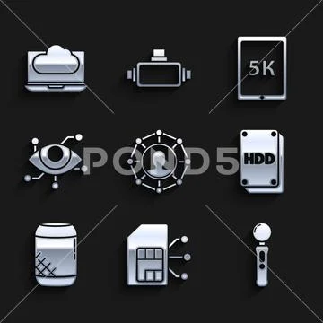 Set Project team base, Sim card, Gamepad, Hard disk drive HDD, Voice assistant ~ Clip Art #158663027