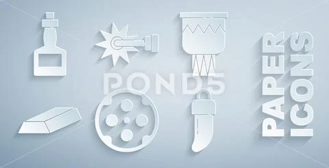Set Revolver cylinder, Drum, Gold bars, Tooth, Spur and Tabasco sauce ...