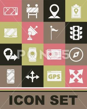 Set Road traffic sign, Compass, Traffic light, Location, Radar, City ...