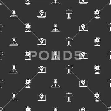 Set Road traffic sign, Map pin, Folded map with location marker and ...