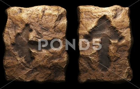 Set of rocky symbols up arrow and right arrow. Font of stone on black ...