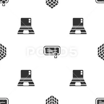 Set Rubik cube, Certificate template and Laptop on seamless pattern ...