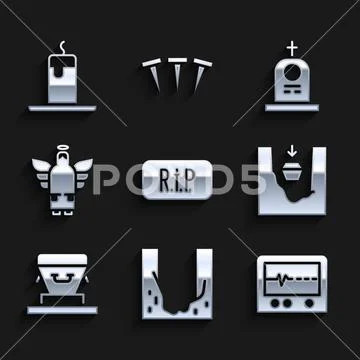 Set Speech bubble rip death, Cemetery digged grave hole, Beat dead in ...