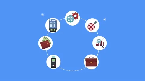 set start up icons around animation | Stock Video | Pond5