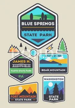 Set of state park and nature logo badges. vector illustration. ~ Clip ...