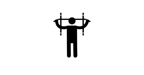 Set of stick figures pull-ups on the bar... | Stock Video | Pond5