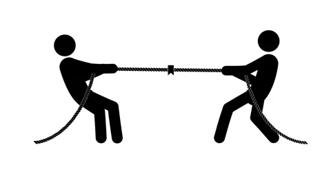 Set of stick figures tug on war, flat 4K... | Stock Video | Pond5