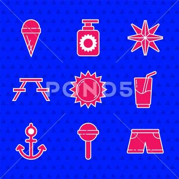 Set Sun, Lollipop, Swimming trunks, Cocktail and alcohol drink, Anchor ...