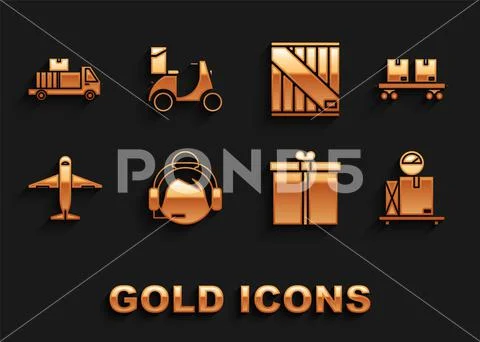 Set Support operator in touch, Railway carriage, Scale with cardboard box, Gift: Royalty Free ...