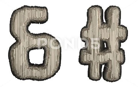 Set of symbol ampersand and hash made of industrial metal 3D: Graphic ...