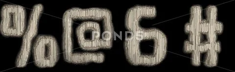 Set of symbols percent, at, ampersand and hash made of industrial metal ...