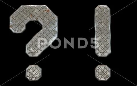 Set of symbols question mark and exclamation mark made of industrial ...