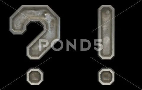 Set of symbols question mark and exclamation mark made of industrial ...