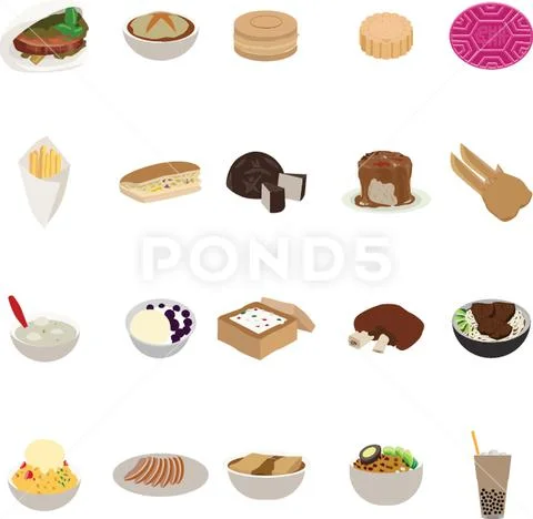 Set of taiwanese food icons ~ Clip Art ~ Download #134778875