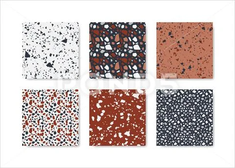 Set of terrazzo seamless patterns. Terrazzo floor pattern. Terrazzo seamles.. Illustration ...