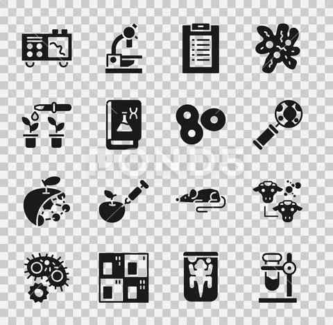 Set Test tube flask on stand, Cloning, DNA research, search, Clinical ...