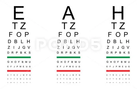 Set of Test visual measure icon, optical chart letter symbol ...