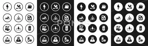 Set Tree stump, Wind turbine, Wrecked oil tanker ship, Canister for ...