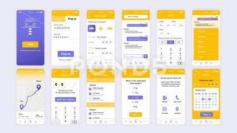 Set of UI, UX, GUI screens Delivery app: Royalty Free #133129674