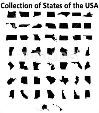 Set of US states maps ~ Clip Art ~ Download Now #95478511