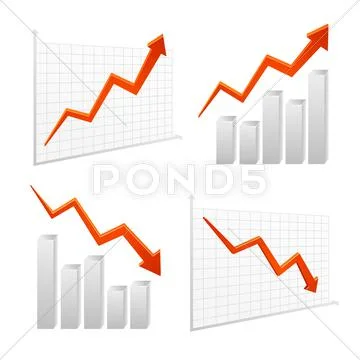 Set vector chart graph positive, negative infographic Illustration ...