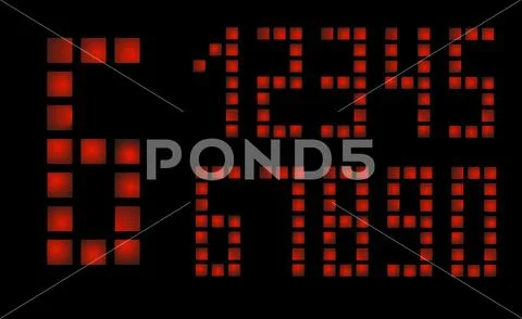 Set of vector digital numbers on black background for digital board ...