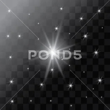 Set of Vector glowing light effect stars bursts with sparkles on transparent bac: Royalty Free ...